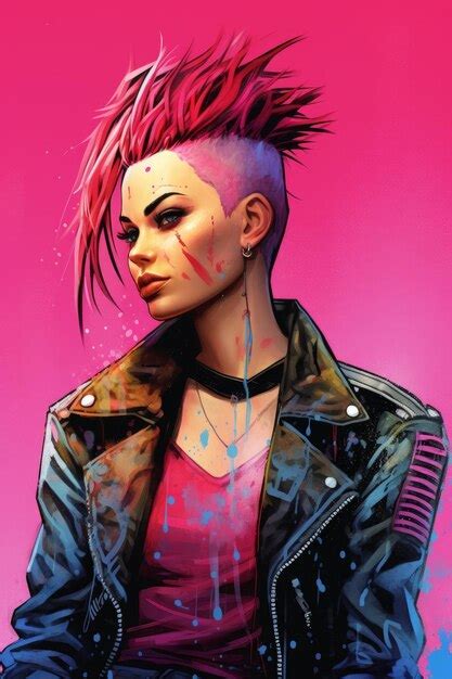 Premium Photo A Girl With A Punk Rock Style Wearing A Leather Jacket