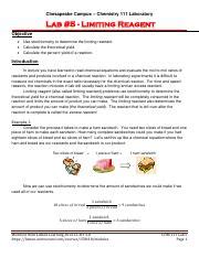 CHM Lab Limiting Reagent Lab Final Version Pdf Chesapeake Campus Chemistry