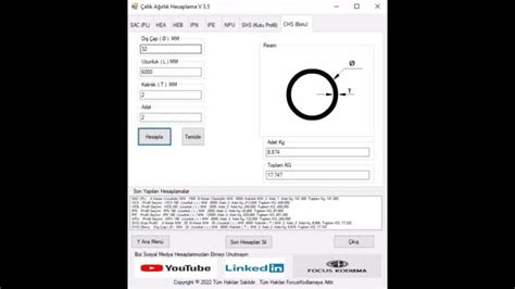 focus kodlama on linkedin Çelik ağırlık hesaplama programı steel