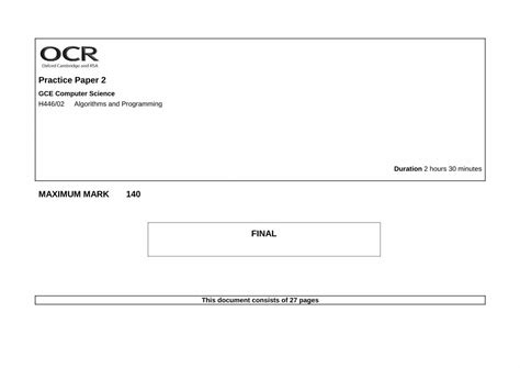 Pdf Practice Paper 2 Learn It With Davo Mr Davidsons · H44602