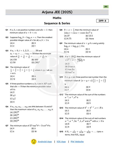 Sequence And Series Dpp 08of Lec 09 Arjuna Jee 2025 Pdf