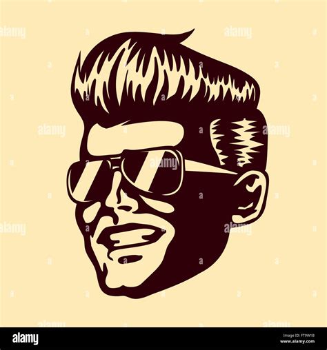 Vintage Retro Cool Dude Man Face Sunglasses Rockabilly Pompadour