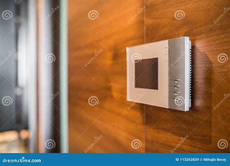 Internal Intercom With A Handset For Conversation And A Video Surveillance Screen Stock Image