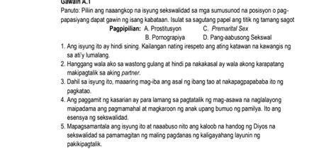 Gawain A 1 Panuto Piliin Ang Naaangkop Na StudyX
