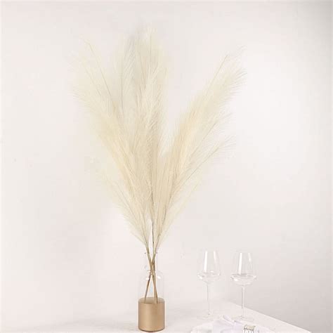 Balsacircle 3 Cream 44 Stems Silk Pampas Grass Artificial Plant Sprays Wedding Centerpieces