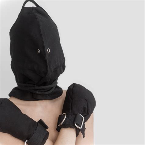 Black Bondage Hood Bdsm Mask Blindfold Hood With Holes For Breathing