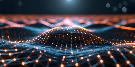 quantum computing processor visualization with glowing nodes and data
