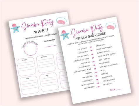Slumber Party Games Bundle Sleepover Party Games Birthday Party Games