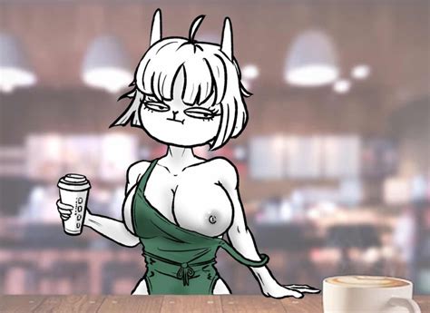 Rule 34 Apron Breasts Out Coffee Iced Latte With Breast Milk Nipple
