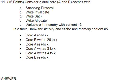 Solved 11 15 Points Consider A Dual Core A And B Chegg Com