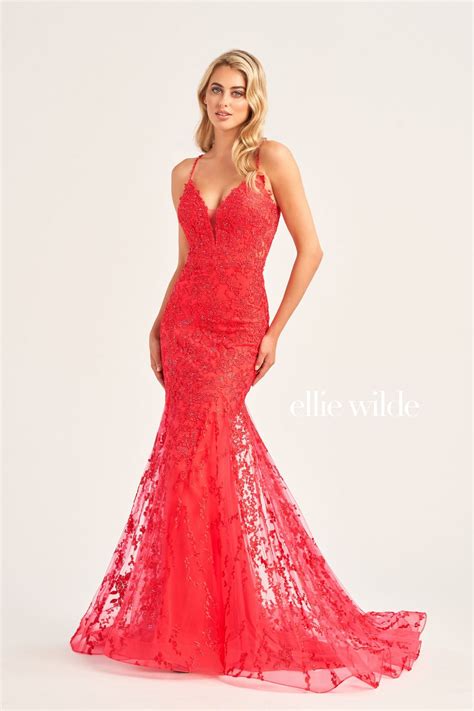 Strawberry Ellie Wilde Ew35221 Mermaid Long Formal Beaded Prom Dress