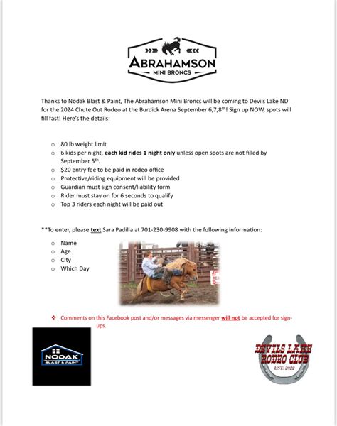 Mini Bronc Sign Ups Will Start On Devils Lake Rodeo Club