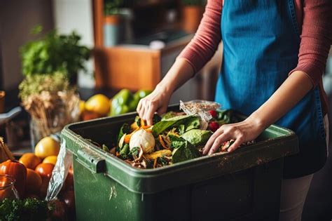 Premium Ai Image Woman Disposing Of Organic Waste In Recycling Bin