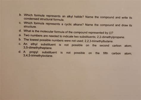 Solved 11 A Babe Is Asked To Write Structural Formulas Chegg Com