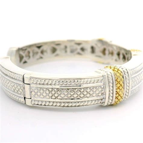 Sterling Silver Diamond Judith Ripka Twisted Rope Design Cuff Bangle