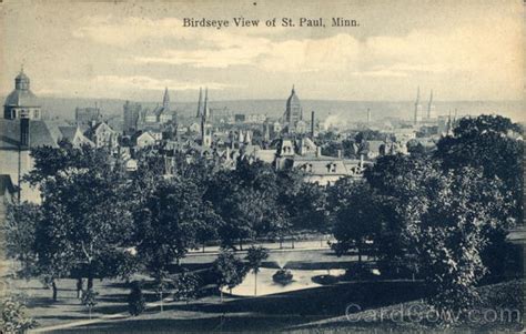 Birds Eye View Of Town St Paul Mn Postcard