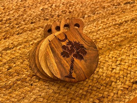 Palmetto Moon South Carolina Acacia Hanging Coasters Etsy