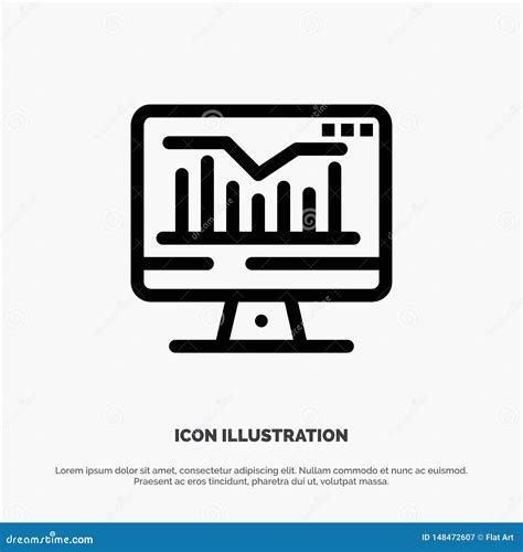 computer static graph monitor vector line icon stock vector