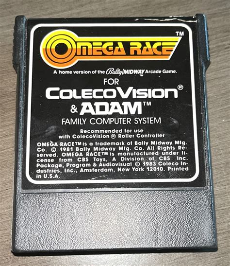Omega Race Colecovision And Adam Game Cartridge Parker Brothers Coleco Untested 1983 84 Etsy