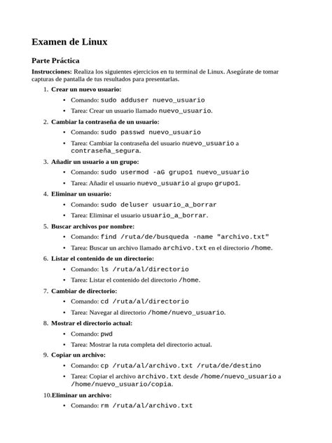 examen linux dia 5 pdf archivo de computadora software del sistema