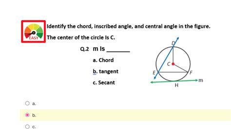 Solved Identify The Chord Inscribed Angle And Central