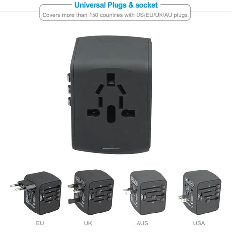 Universal Portable Ac Power Plug Adapter Us Eu Uk Au Usb Non Grounding World Power Adapter