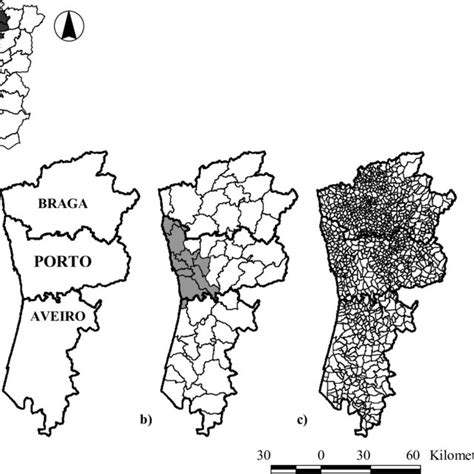 Spatial Subdivisions In Portugal A Distritos B Concelhos And C