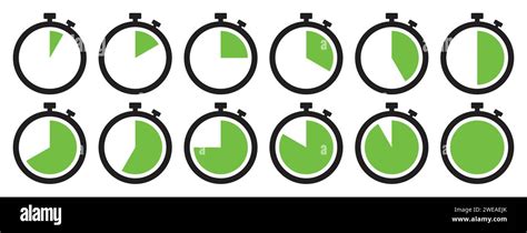 Stopwatch Icon Set In Light Green Color Stopwatch Symbol Set