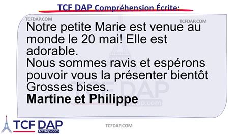 Tcf Dap Compréhension Écrite Test 01
