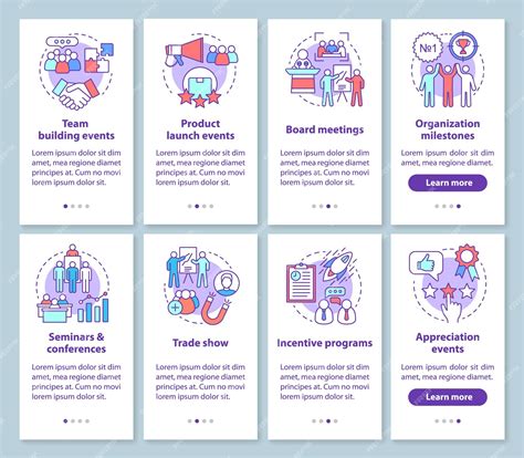 Premium Vector Corporate Events Management Onboarding Mobile App Page Screen With Linear