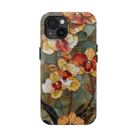 Artisan Stained Glass Orchid Design Phone Case Iphone Pretty Phone