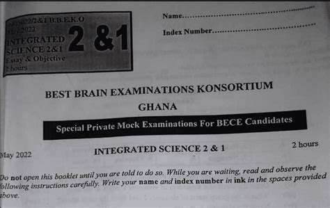 Best Brain May 2022 Integrated Science Mock Questions Pdf