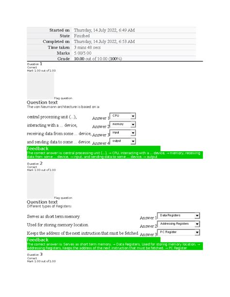 CS UNIT SELF QUIZ Self Quiz With Complete Solutions For Better Practices Started On