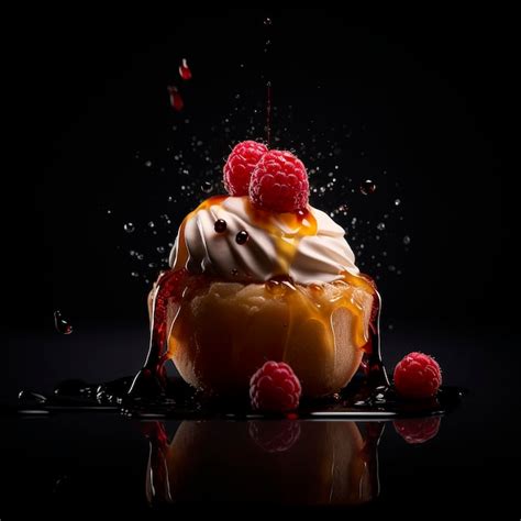Premium Photo Professional Image Of A Juicy Dessert With Berries On A