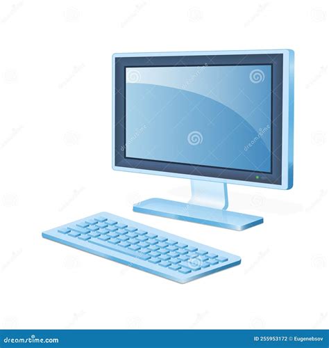 Personal Computer Or System Unit Icon With Monitor And Keyboard Stock