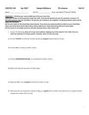 Spr17 CSEEE120 Sample Midterm Pdf CSE EEE 120 Spr 2017 Name Sample Midterm 70 Minutes Feb 15