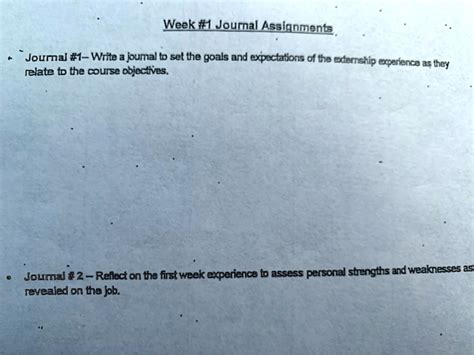 Week 1 Journal Assignments Relate To The Course Objectives Jourmal 2 Reflect On The First Week