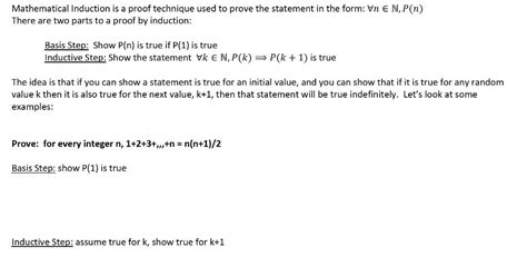 Solved Mathematical Induction Is A Proof Technique Used To