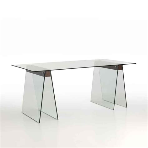 Laska Glass Desk With Wooden Inserts