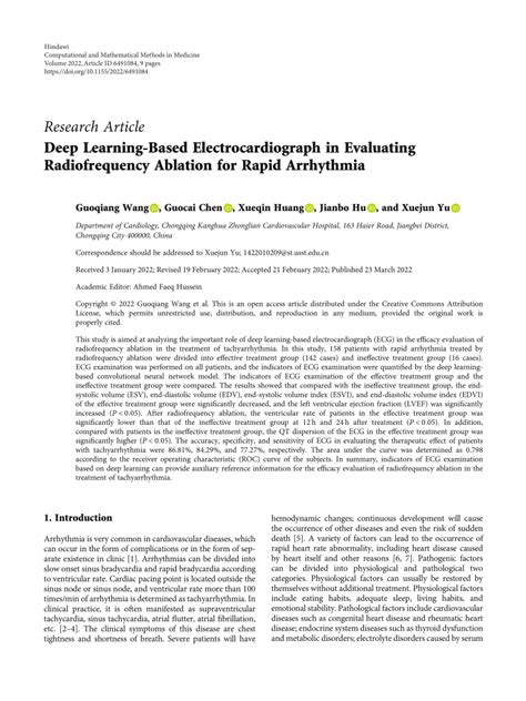 Pdf Deep Learning Based Electrocardiograph In Evaluating Radiofrequency Ablation For Rapid