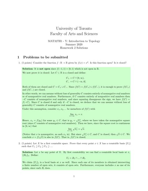 Topology Homework Solutions University Of Toronto