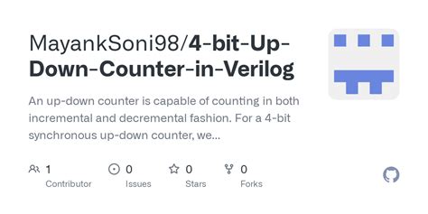 GitHub MayankSoni Bit Up Down Counter In Verilog An Up Down Counter Is Capable Of