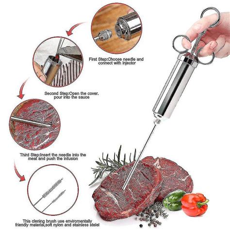 Meat Injector Syringe Stainless Steel Marinade Flavor Injector Kit