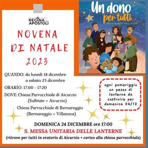 Avvisi domenica 17 e 24 dicembre Comunità Pastorale Regina degli Apostoli