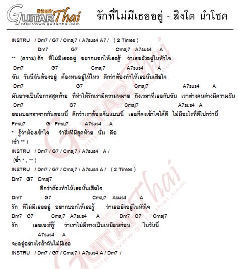 คอร์ด รักที่ไม่มีเธออยู่ สิงโต นำโชค คอร์ดเพลง กีตาร์