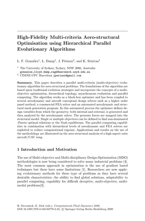 pdf high fidelity multi criteria aero structural optimisation using hierarchical parallel