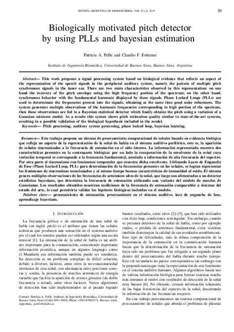 Pdf Biologically Motivated Pitch Detector By Using Plls And Bayesian