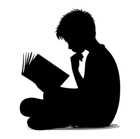 Vector Uma Silhueta De Livro De Leitura De Criança Vetor Premium