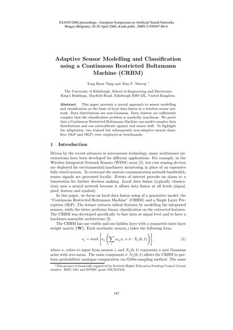 pdf adaptive sensor modelling and classification using a continuous