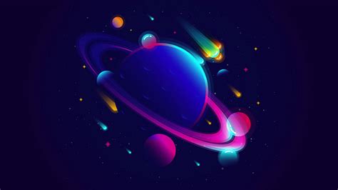 Download Colorful Planets In Space Illustration Art Wallpaper